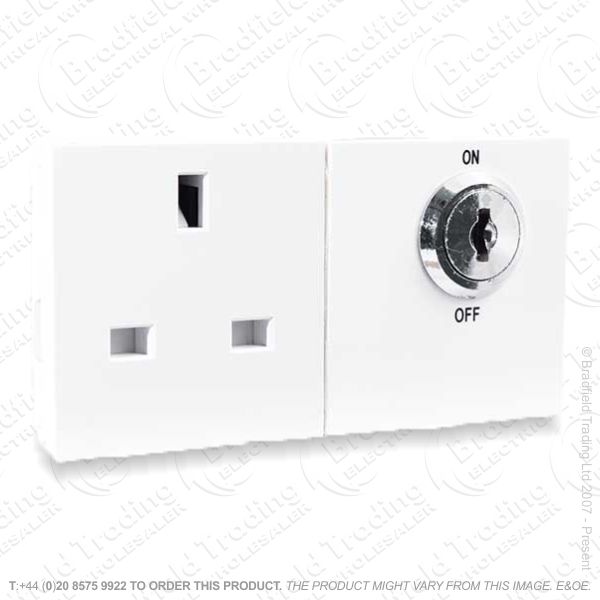 Key Switched Controled Socket Euro Mod Wh BG | Bradfield